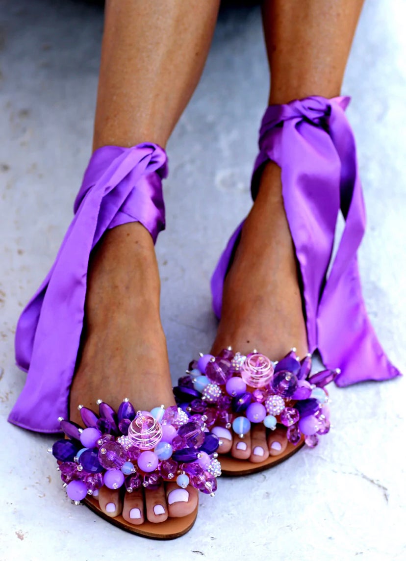 Purple Wedding Flat Sandals